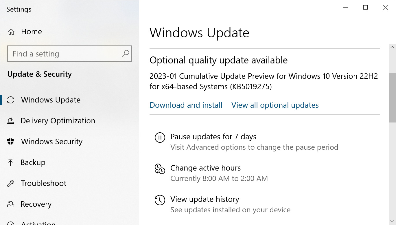 Windows 10 KB5019275 preview update released with 14 fixes